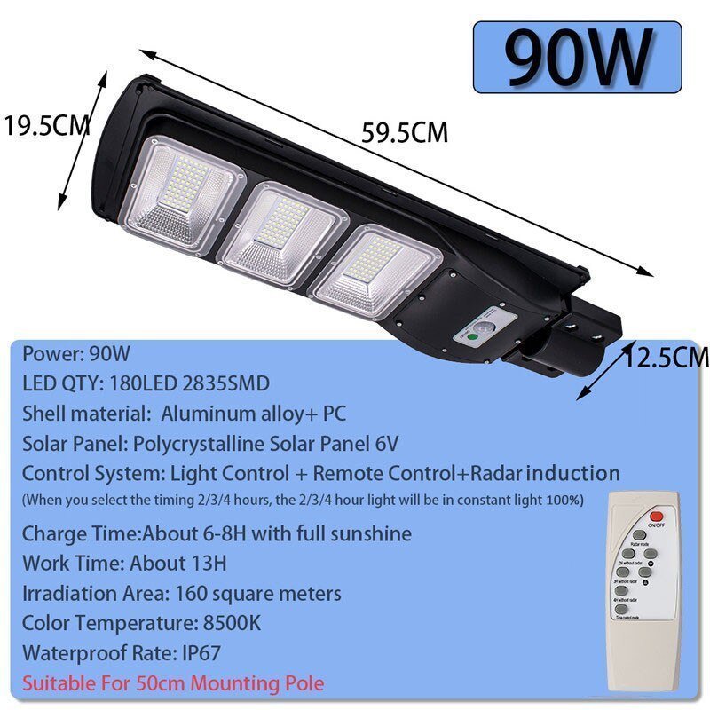 90 watts Solar LED Street Lights with motion and night sensor- price in ...