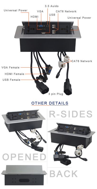 Table Top Pop up Box- Power and Multimedia- VGA-HDMI-USB | Best Prices ...