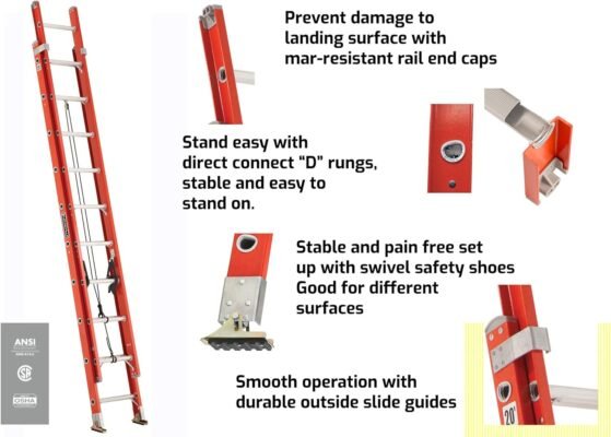 7.5 Meter Fiber Glass Extension Ladder (2"x12") | TDK Solutions Ltd